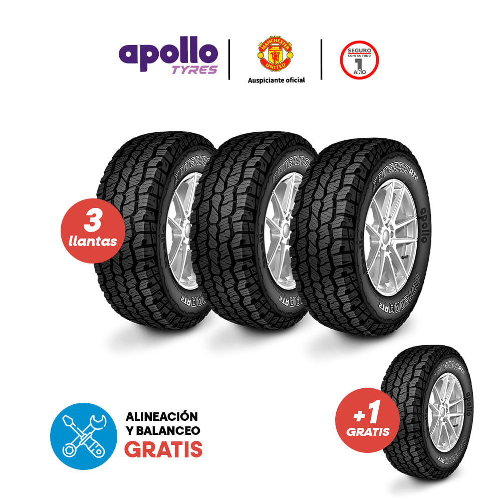 Combo 3 Llantas + 1 Gratis Apollo Apterra AT2 P86041 | 235/60R16